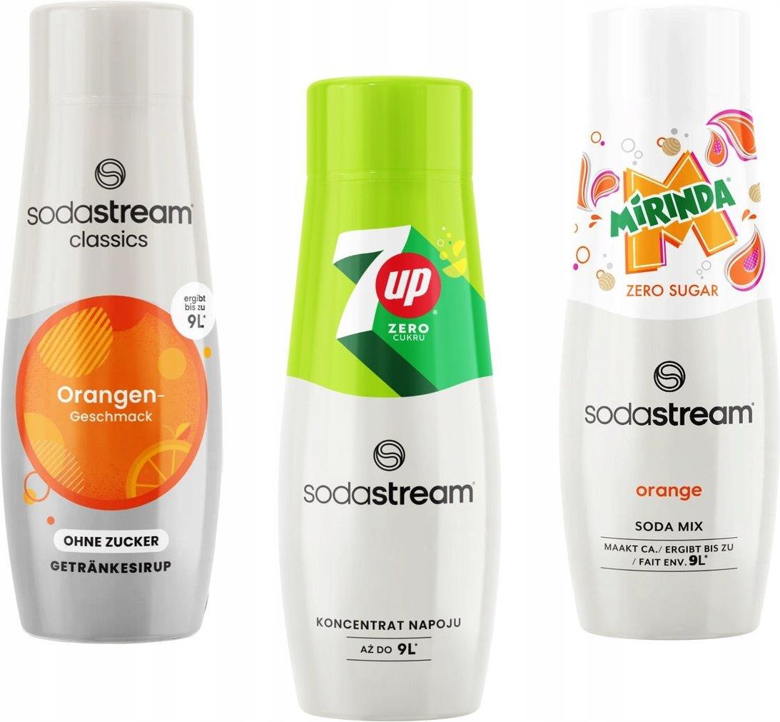 Sodastream Zestaw 3 Koncentratów Orange Zero + 7Up Free Mirinda 440ml - Ceny i opinie - Ceneo.pl