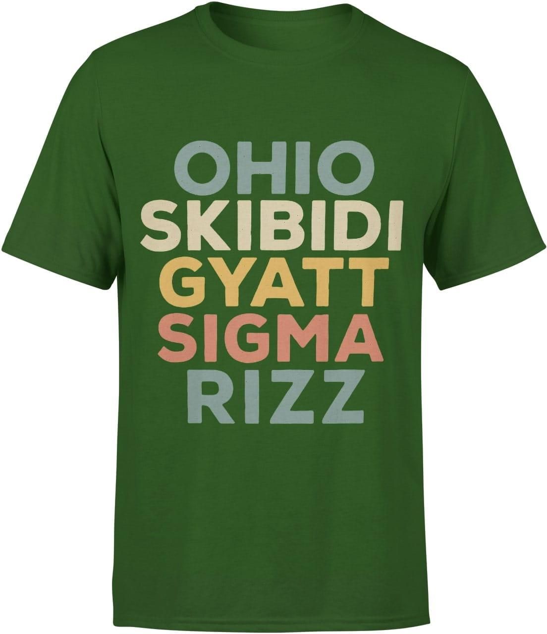 Ohio Skibidi Gyatt Sigma Rizz Rizzler Męska koszulka (L, Zielony ...