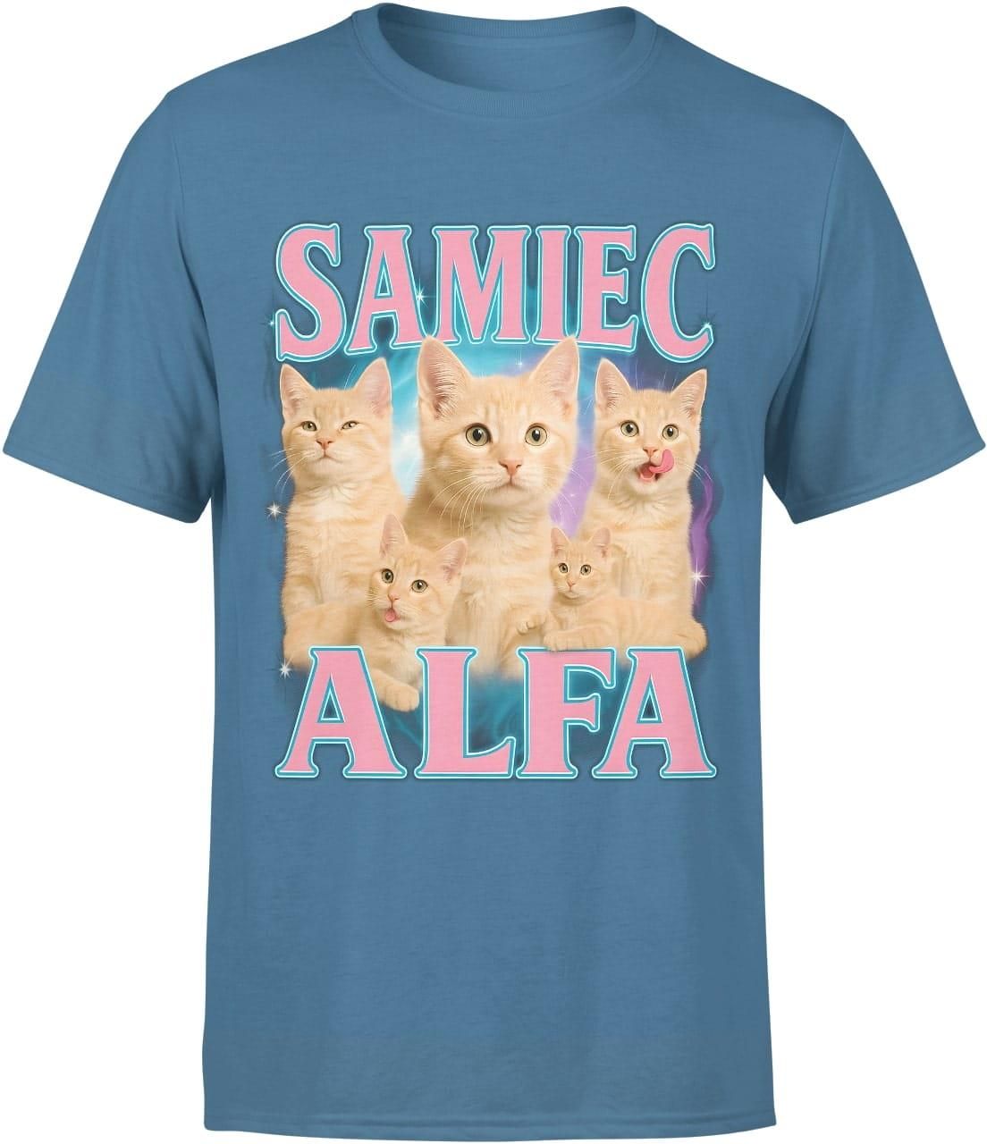 Samiec Alfa Z Kotami Kotkiem Pastelowa Męska koszulka (XXL, Biały ...