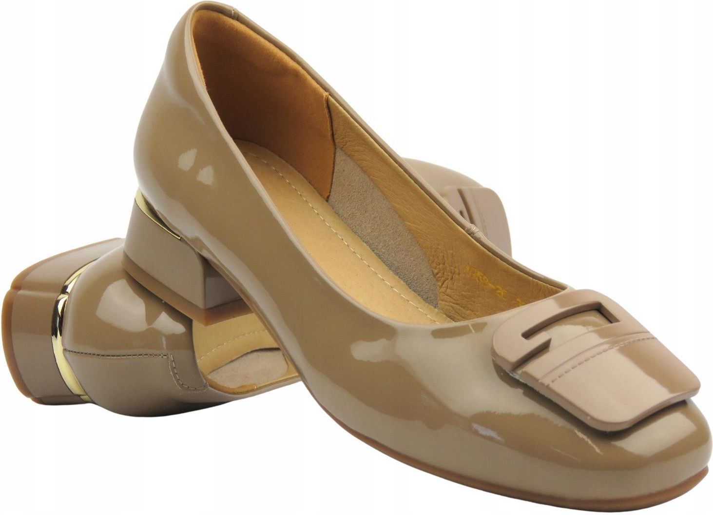 Czółenka Damskie Ravini A958-2C Beźowe Skórzane Na Klocku - Ceny i ...