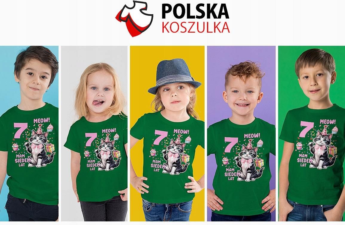 Koszulka Dziecięca Urodzinowa Dla Dziecka Kot Kotek 7 Lat 146-152 - Ceny i opinie - Ceneo.pl