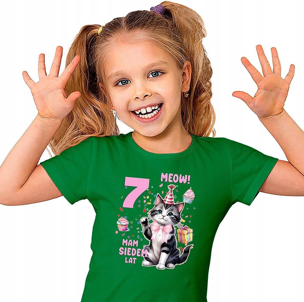 Koszulka Dziecięca Urodzinowa Dla Dziecka Kot Kotek 7 Lat 146-152 - Ceny i opinie - Ceneo.pl