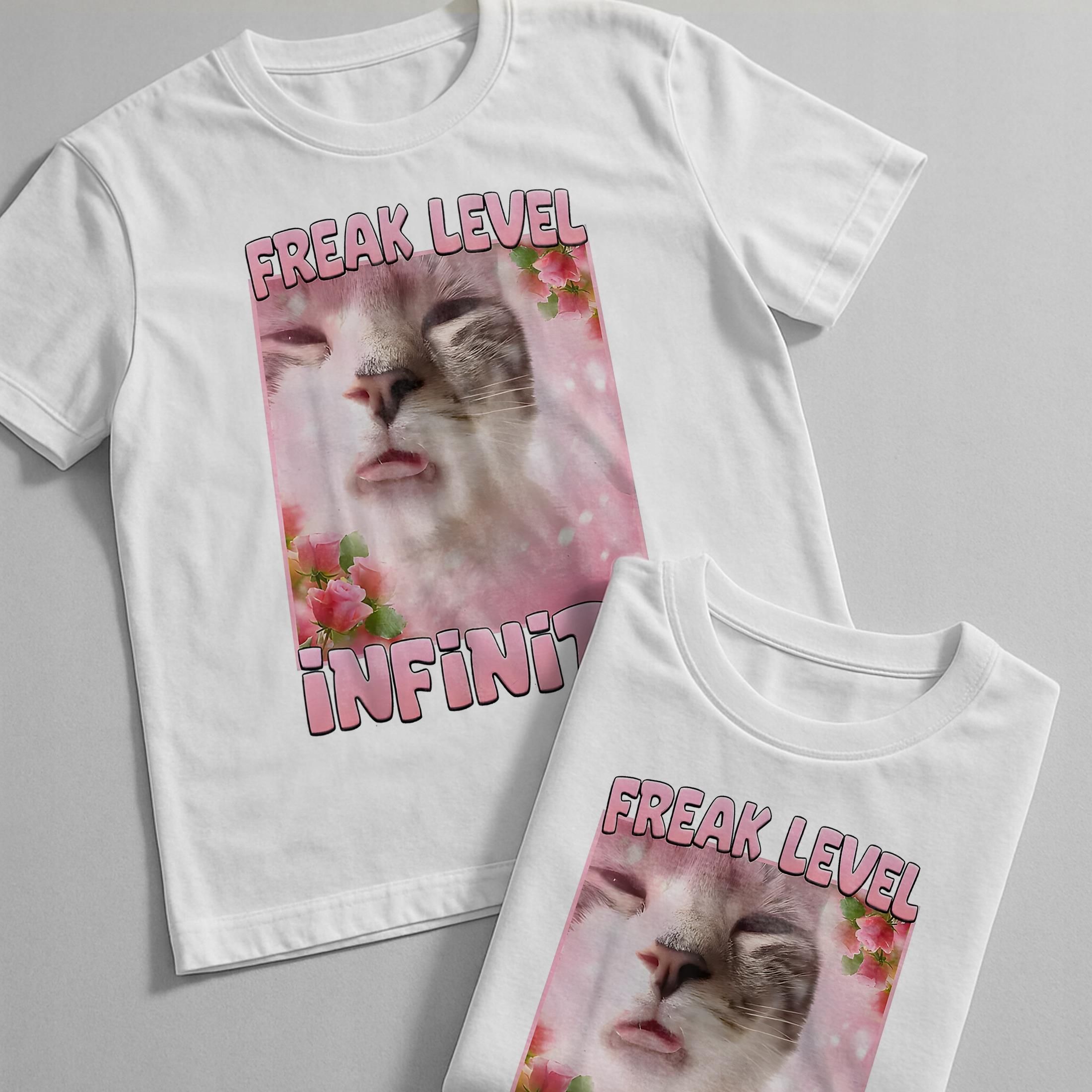 Koszulka biała dziecięca Freak Level Infinite viral tiktok mem r. 134 ...
