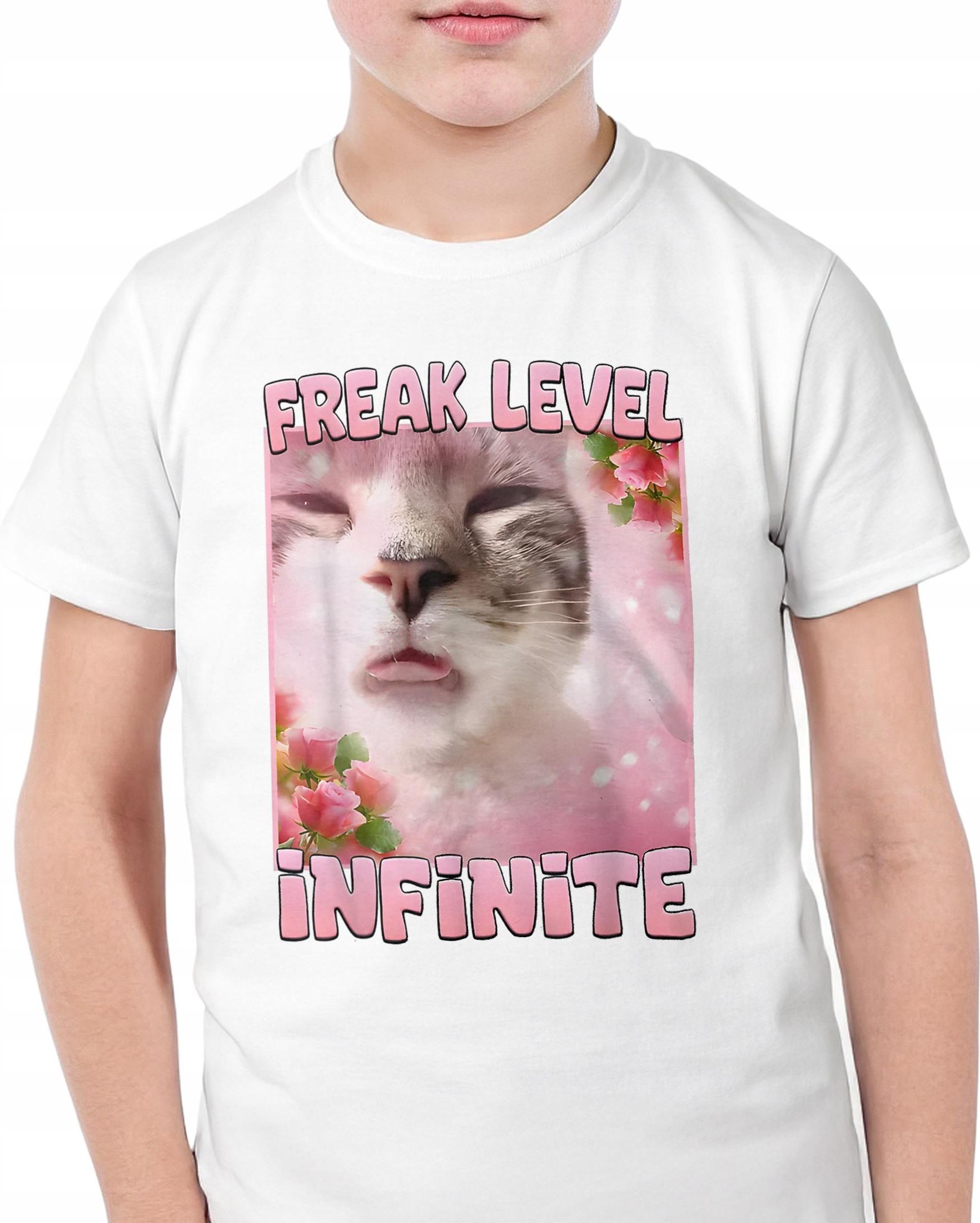 Koszulka biała dziecięca Freak Level Infinite viral tiktok mem r. 134 ...