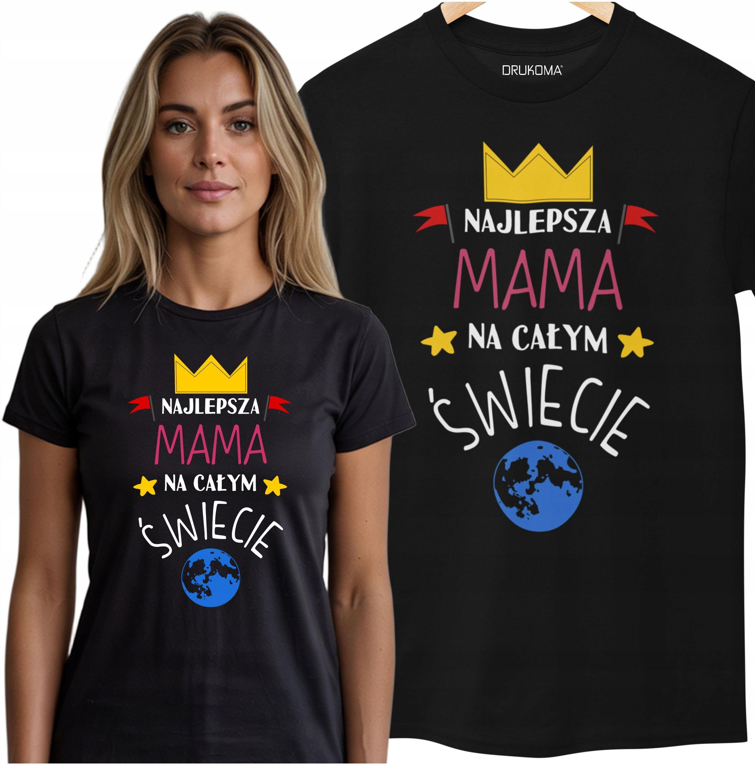 Koszulka Dzień Mamy Śmieszny dla Matki Najlepsza Mama na Świecie Ko ...