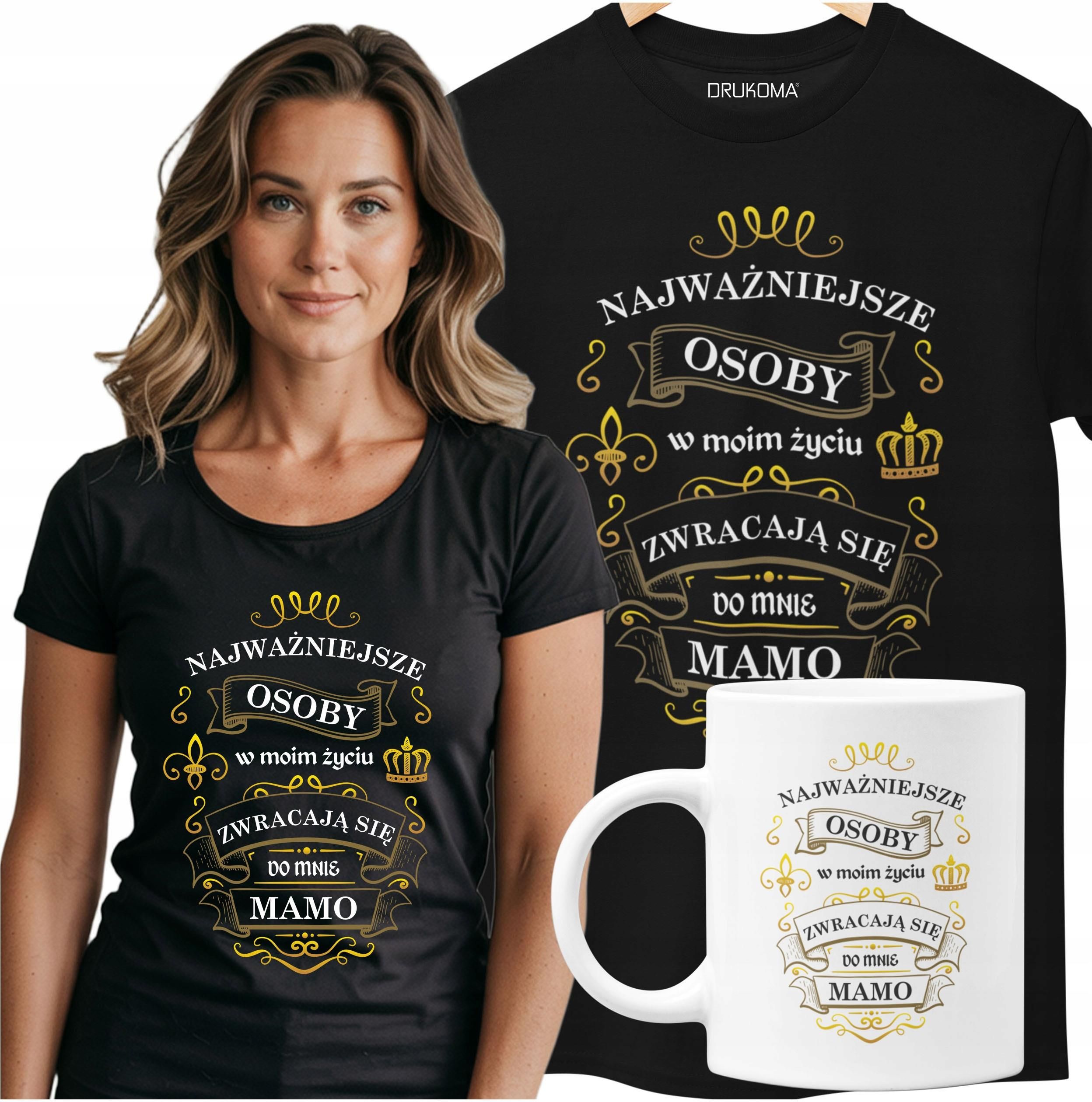 Koszulka Dla Mamy na Dzień Matki Stylowy Zestaw Kubkiem Najważniejsze Mamo - Ceny i opinie ...