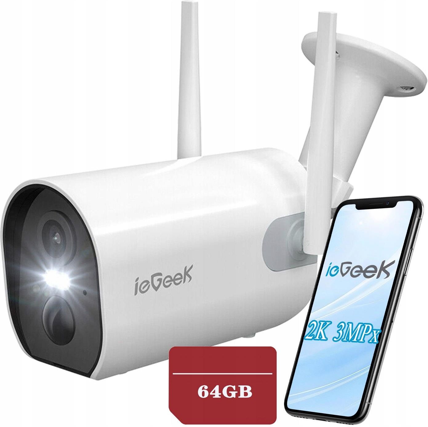 Iegeek Kamera Zewnętrzna Wifi Ip Kamery Fhd 2K 3Mpx 4X Zoom 64Gb Sd Na ...