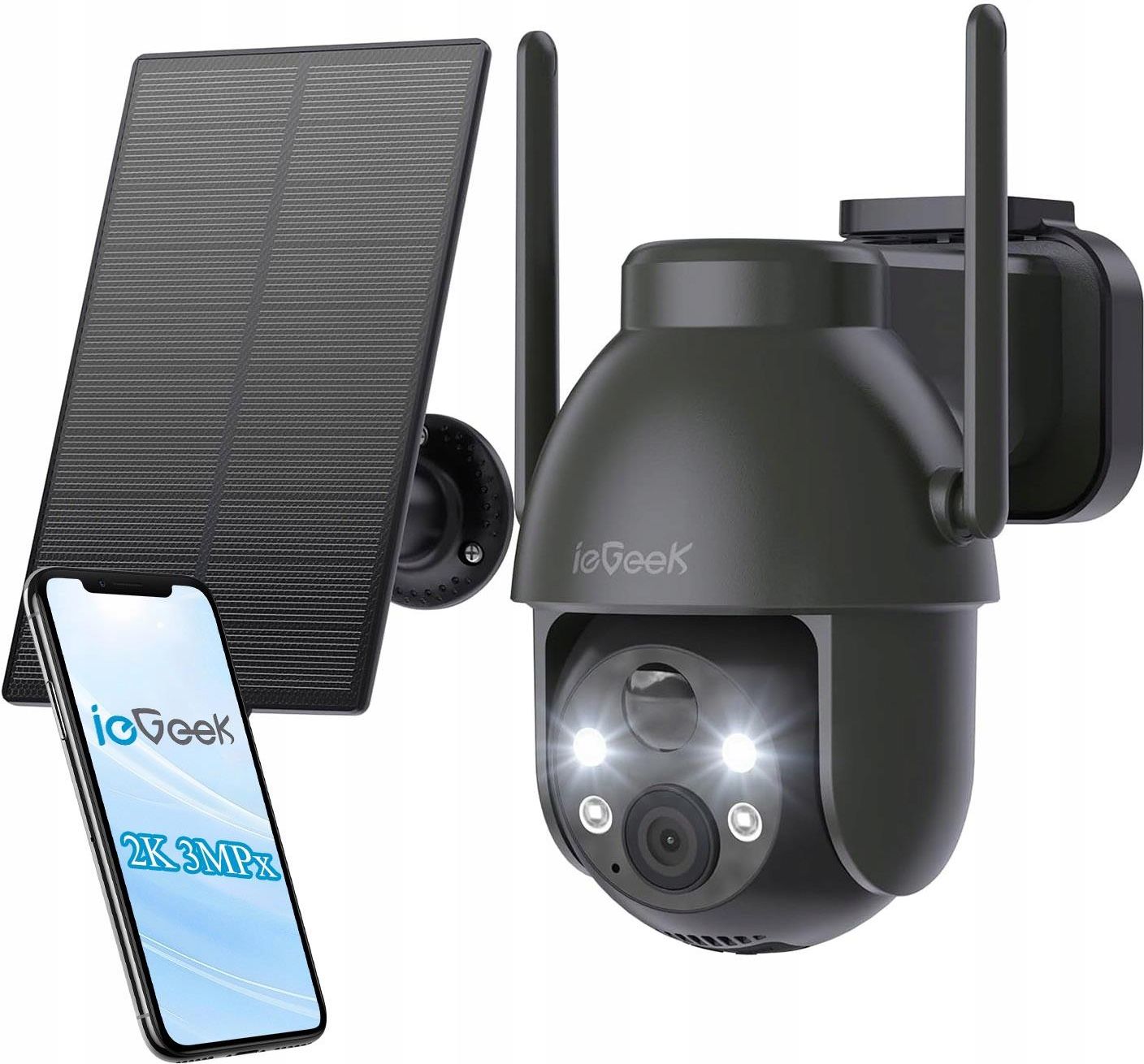 Kamera przemysłowa Iegeek Kamera Solarna Obrotowa Zewnętrzna Hd Ip ...