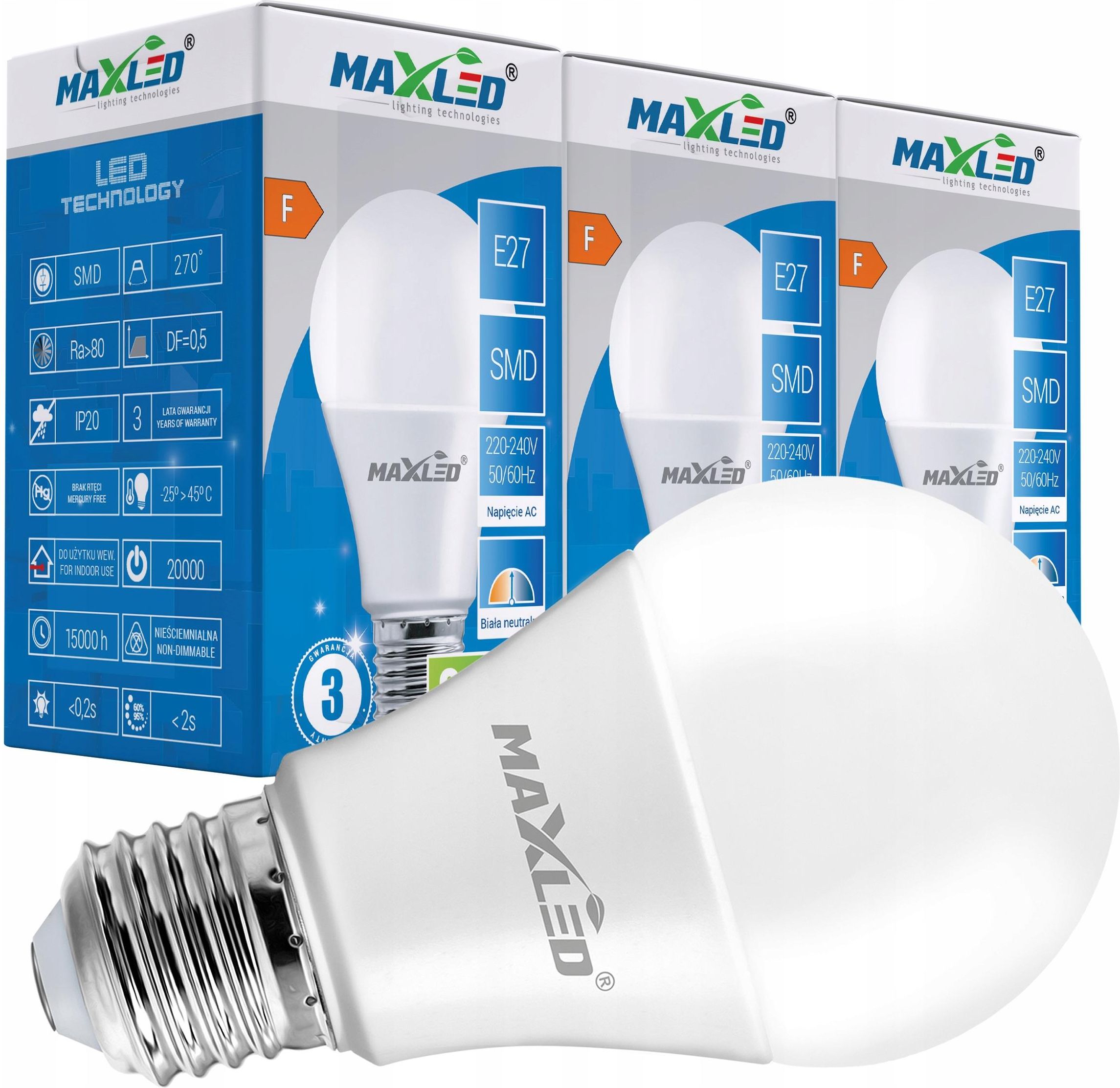 Max-Led Żarówka Led E27 12W 1251Lm Biała Ciepła 3000K Nie Mruga - Opinie i atrakcyjne ceny na ...