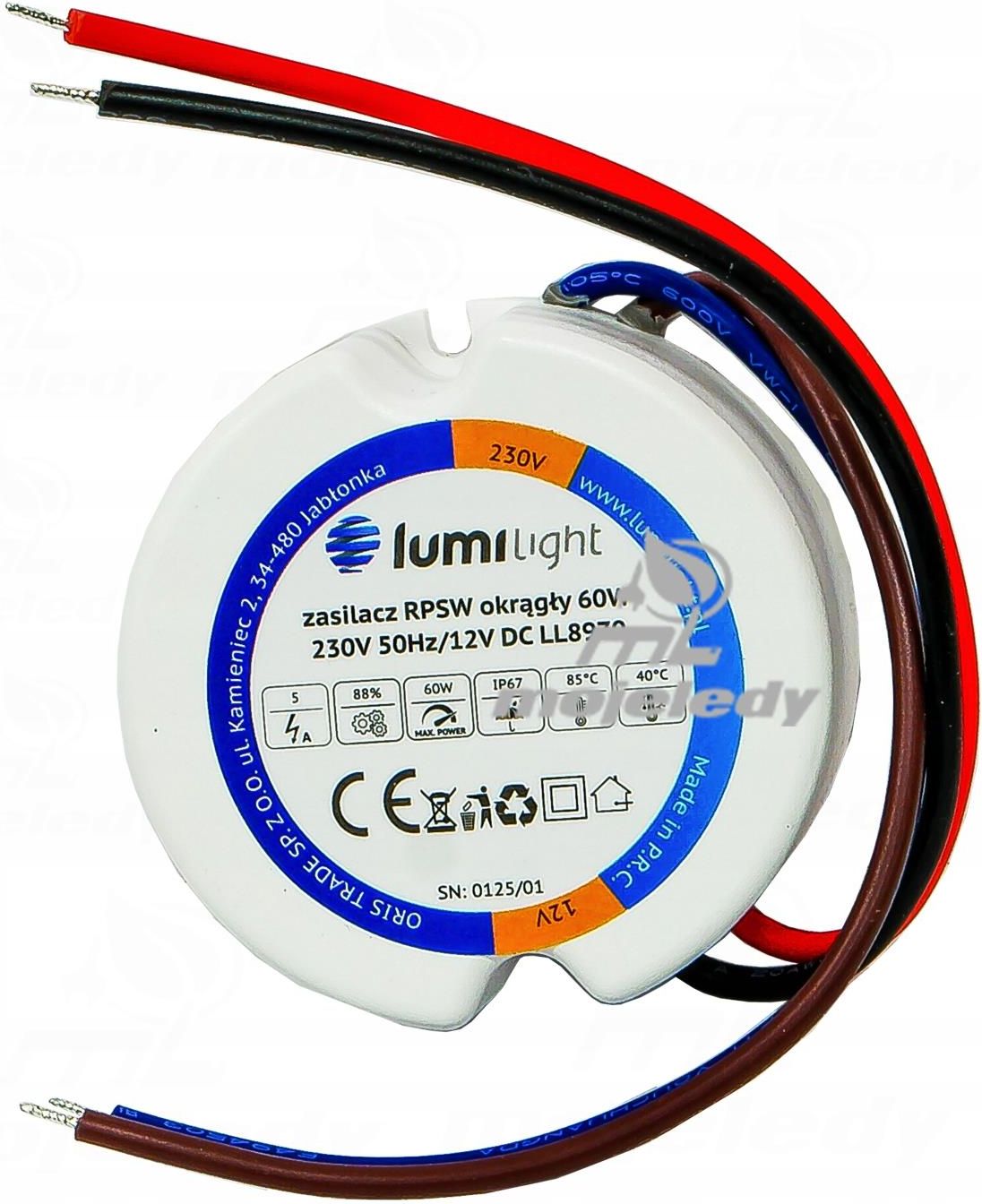 Zasilacz led do puszki 60W 12V DC 5A hermetyczny IP67 230V dopuszkowy 55x25 - Opinie i ...