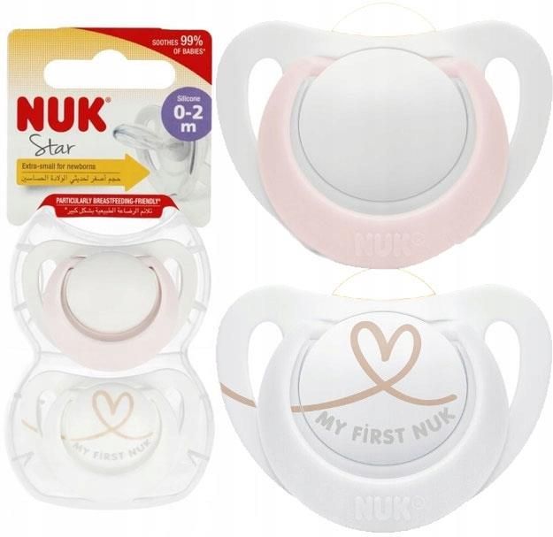 Nuk Smoczek Uspokajający Silikonowy 0-2M Star Różowo-Biały Op.2szt. 107306 - Ceny i opinie ...