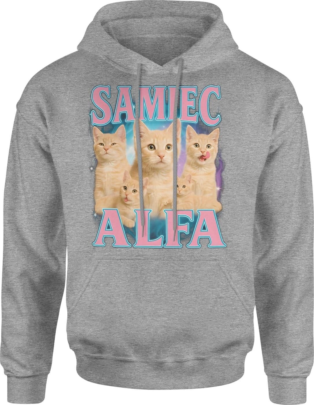 Samiec Alfa Z Kotami Kotkiem Pastelowa Męska bluza z kapturem (S, Szary ...