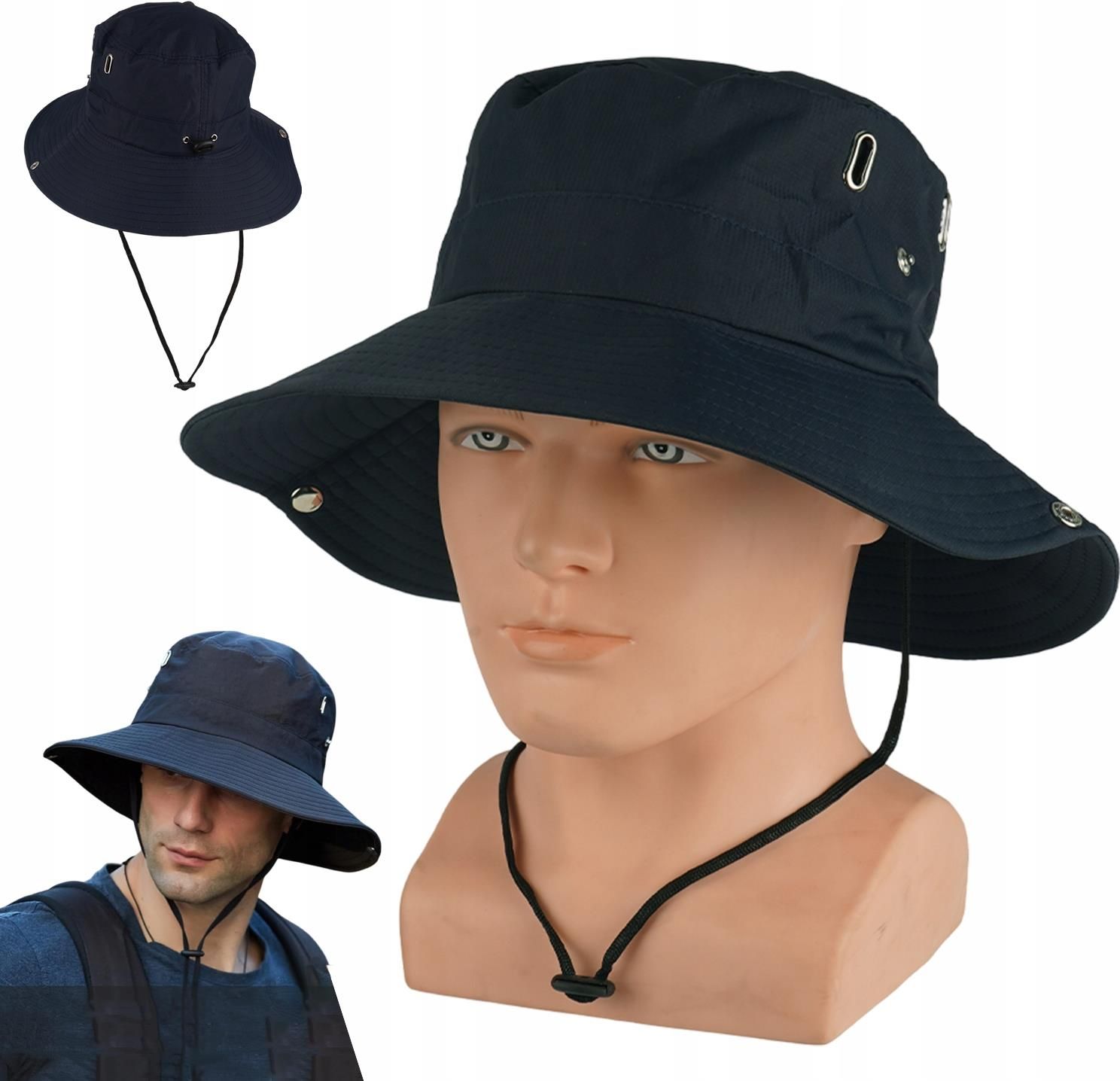 Kapelusz Słoneczny Uv Z Szerokim Rondem Na Lato Granatowy - Ceny i opinie - Ceneo.pl