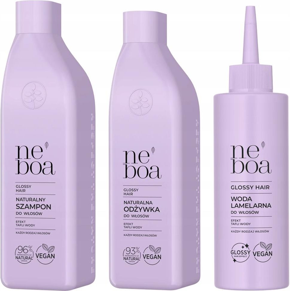 Neboa Zestaw Szampon Odżywka Woda Lamelarna Glossy Hair - opinie i ceny na Ceneo.pl