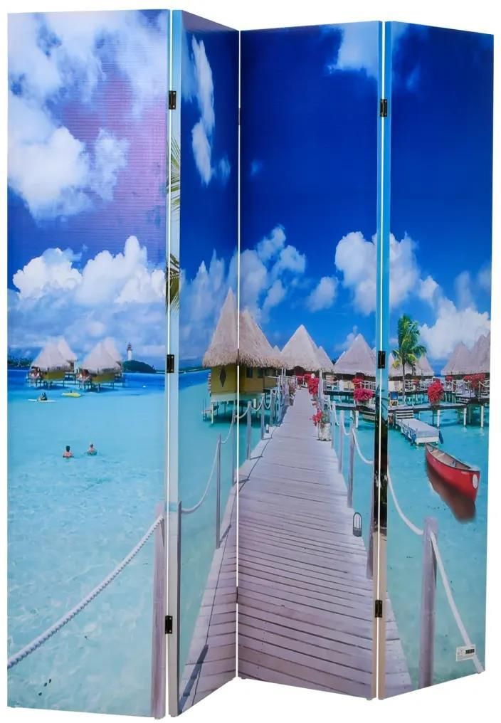 Zakito Europe Parawan Dekoracyjny 160x170cm Plaża Składany Lite Drewno ...