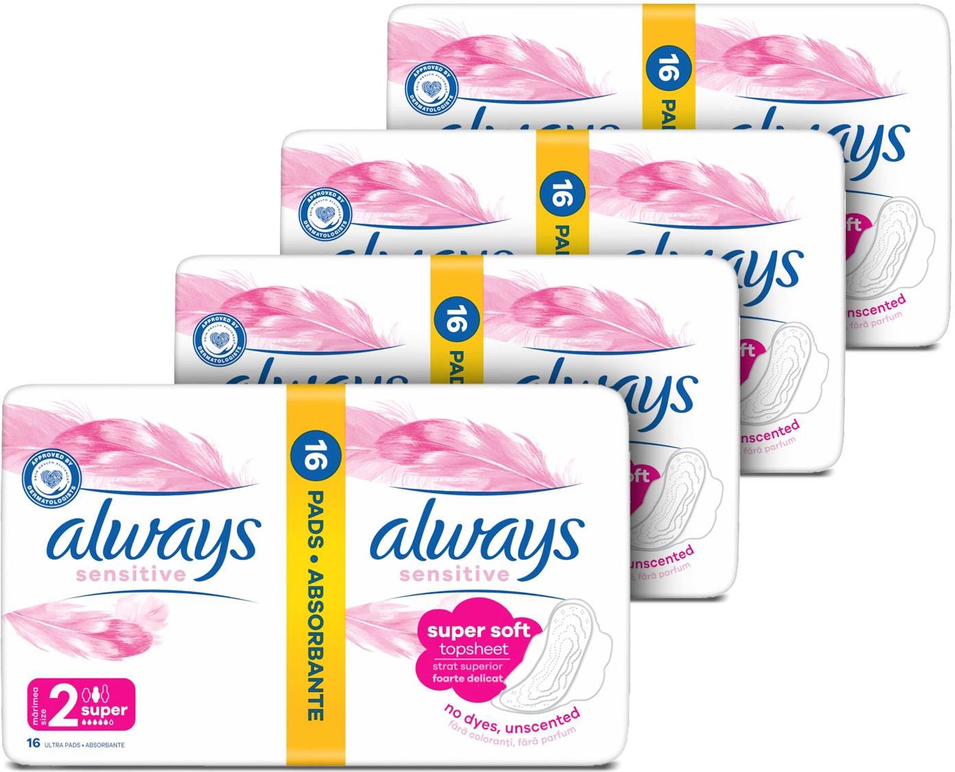 Always Ultra Sensitive Podpaski Ze Skrzydełkami Rozm. 2 4x16szt ...