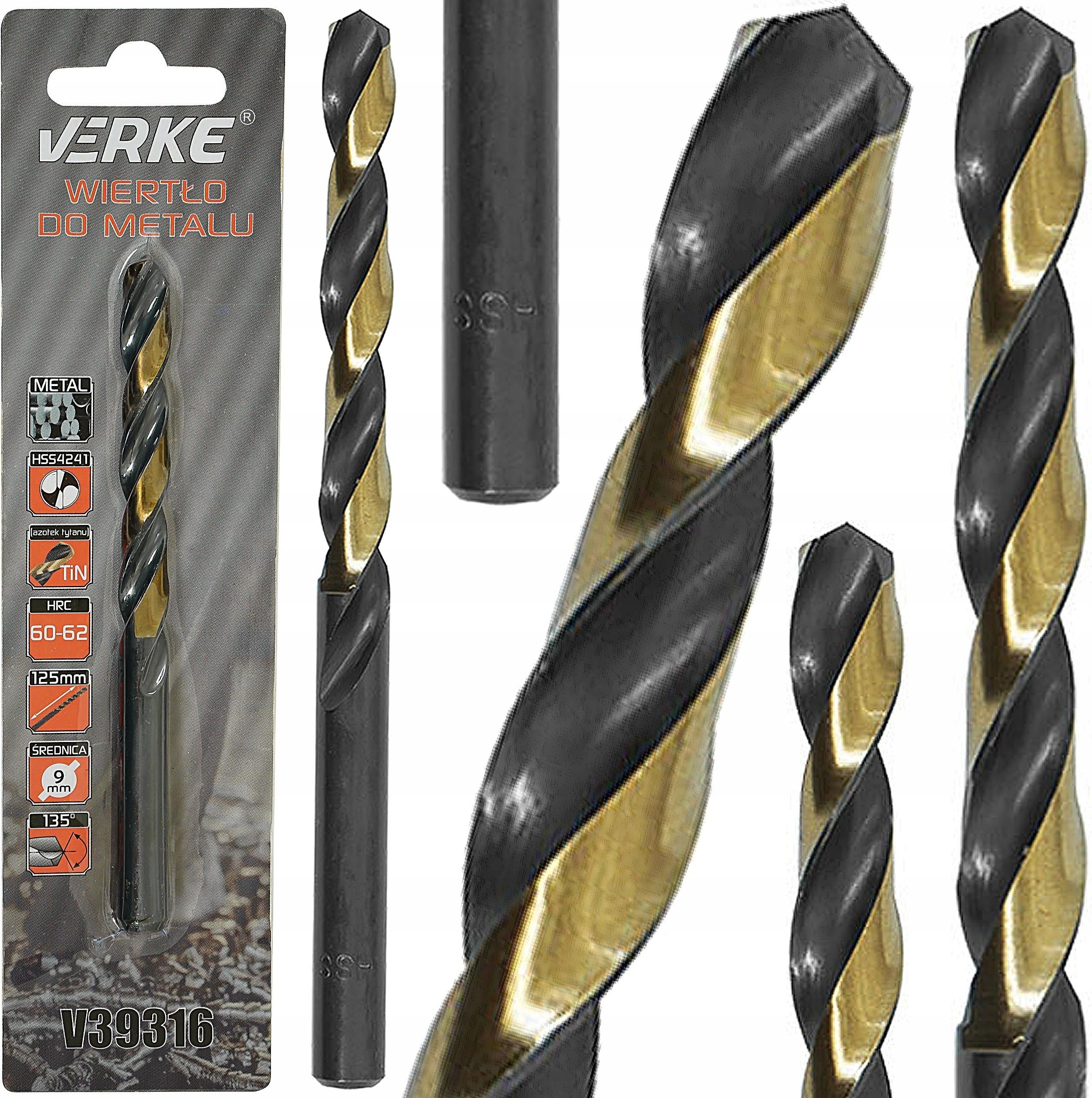 Wiertło Verke Wiertło Do Metalu Hss Z Powłoką Tytanową 9mm V39316 ...