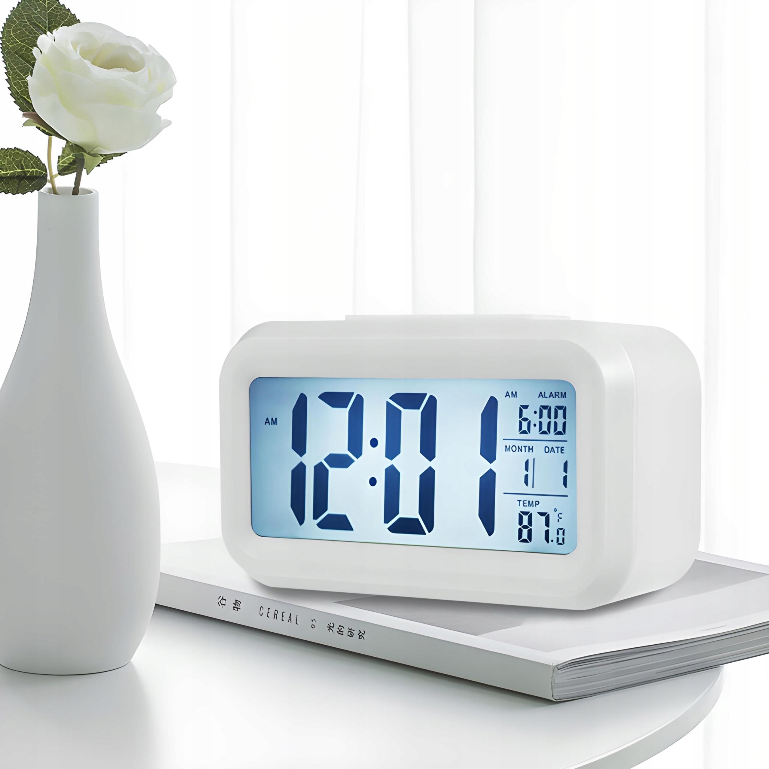 Retoo Budzik Zegar Led Termometr Podświetlenie Wyświetlacz 12/24H Biały ...