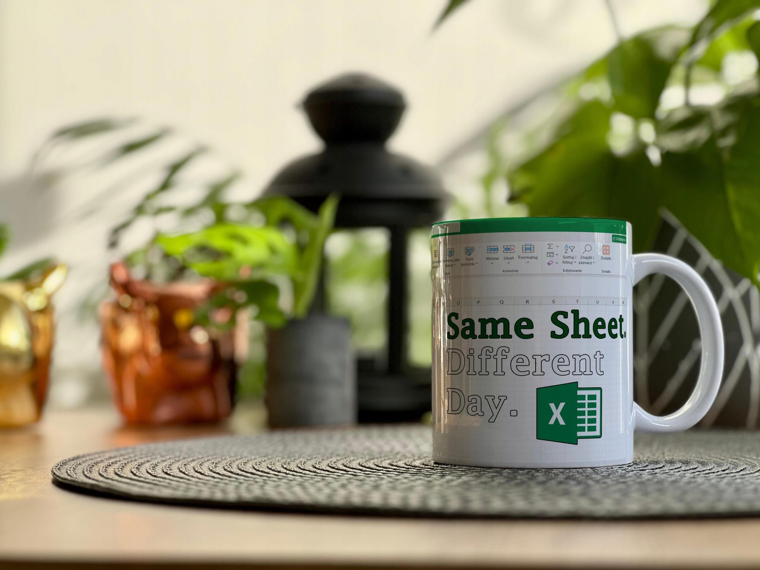 Śmieszny Kubek Do Pracy Biura Same Sheet Different Day Excel - Opinie i ...