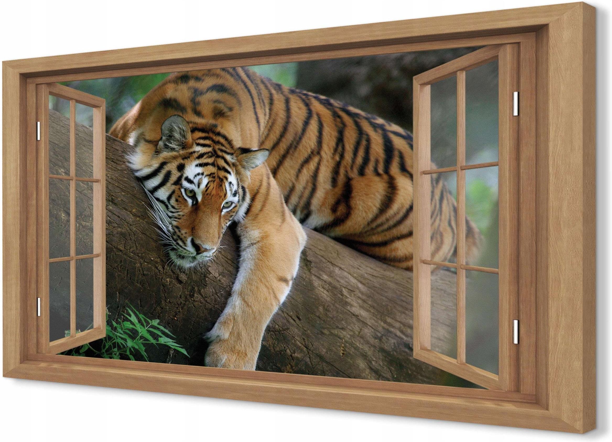 Artprintcave Obraz Okno Na Płótnie 3D 120X80 Tygrys Las Zwierzę ...