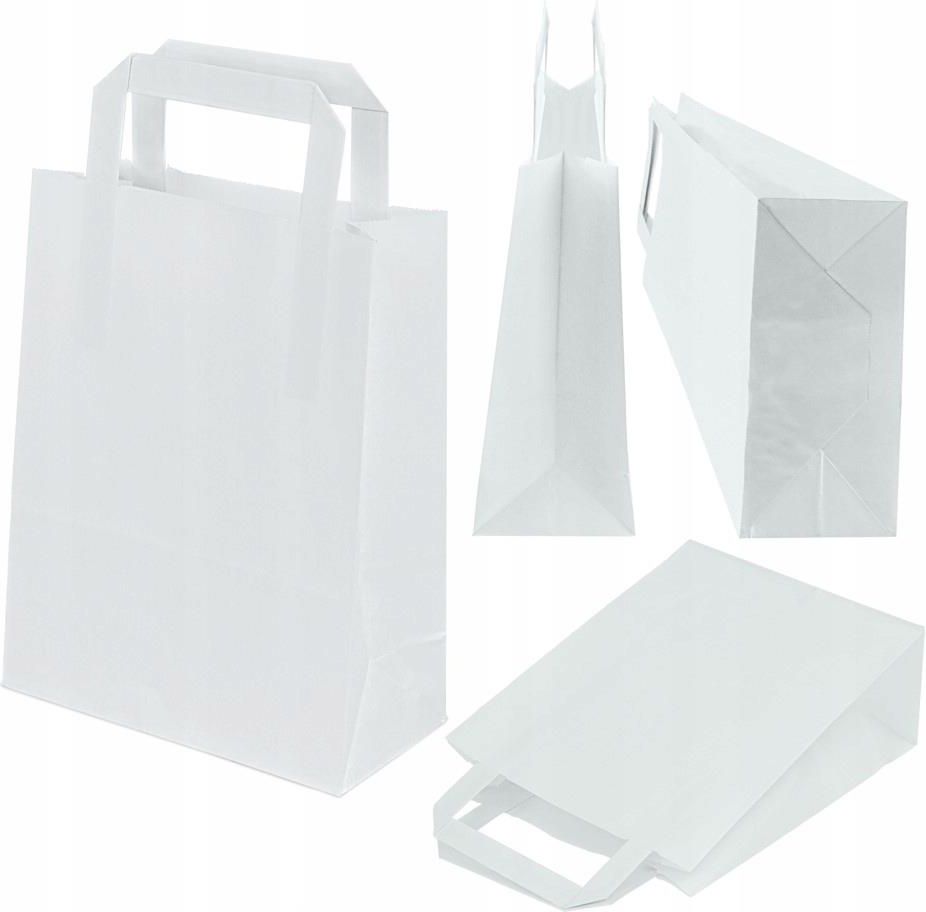 Allbag Zestaw 25szt. Białe Torby Papierowe 22X12X28cm Eko Na Zakupy ...