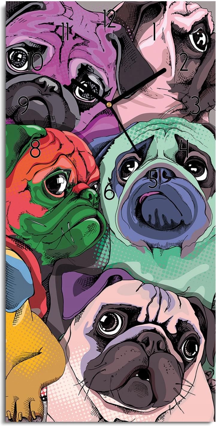 Artprintcave Foto-Zegar Rysunek Psy Mopsy 30x60 Ozdobny ...