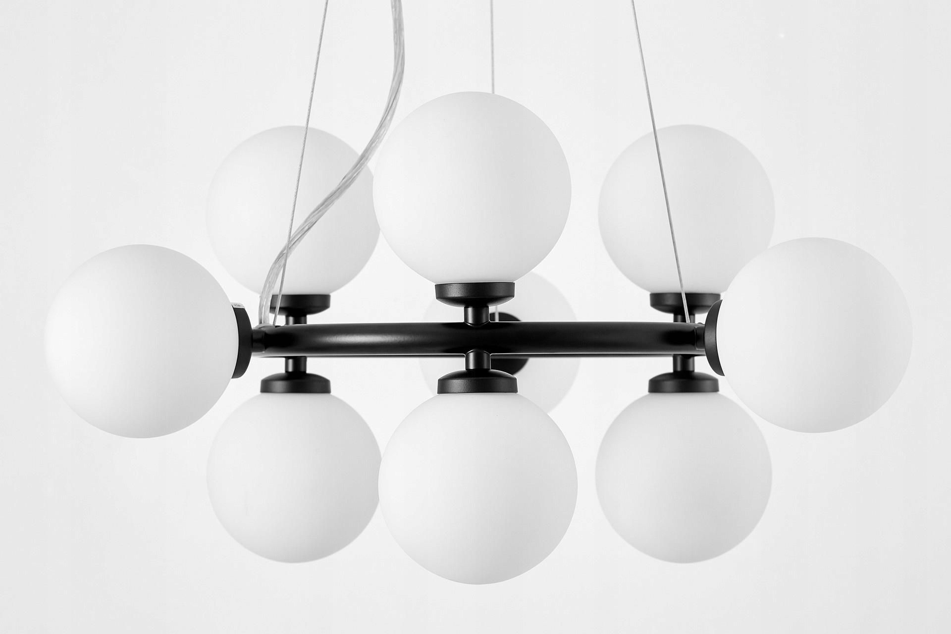 Lumina Deco Lampa Wisząca Sufitowa Nowoczesna Zwis Czarna 9 Białe Kule ... Lumina Deco Lampa Wisząca Sufitowa Nowoczesna Zwis Czarna 9 Białe Kule ...