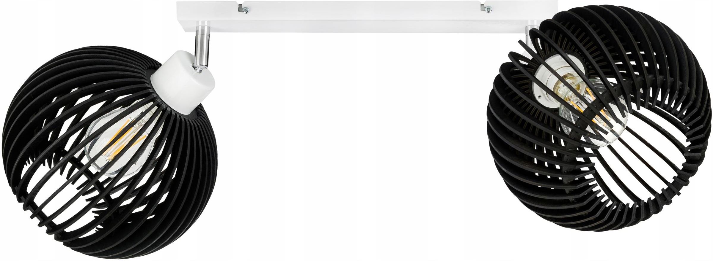 Led-One Lampa Sufitowa Plafon Ruchomy Żyrandol Loft Klosz Czarny Drewno Na 2X E27 (Mg1070B0485 ...