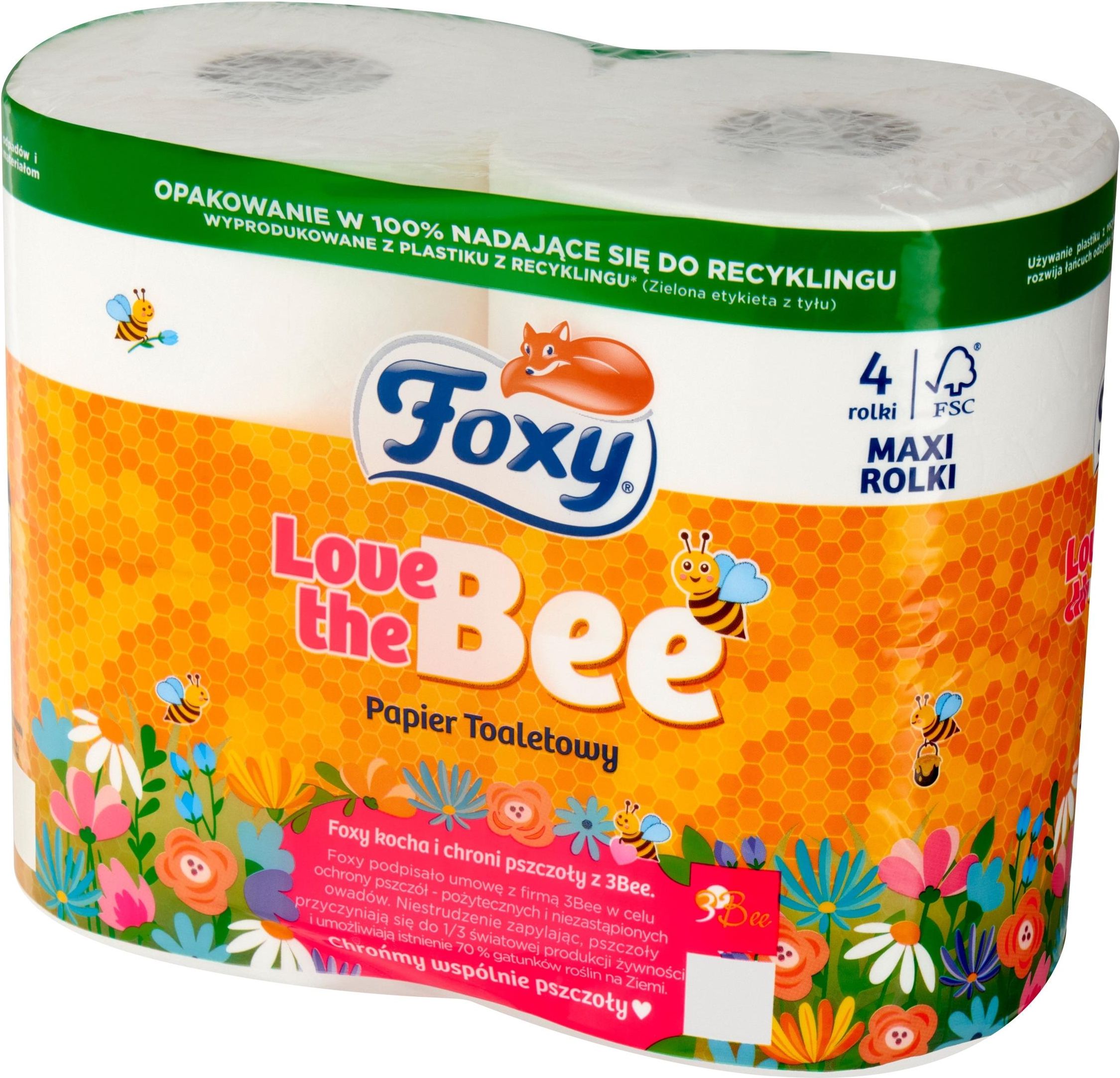 Foxy Papier Toaletowy Love The Bee 24 Maxi Rolki 2-Warstwowy 400 Listków - Opinie i ceny na Ceneo.pl
