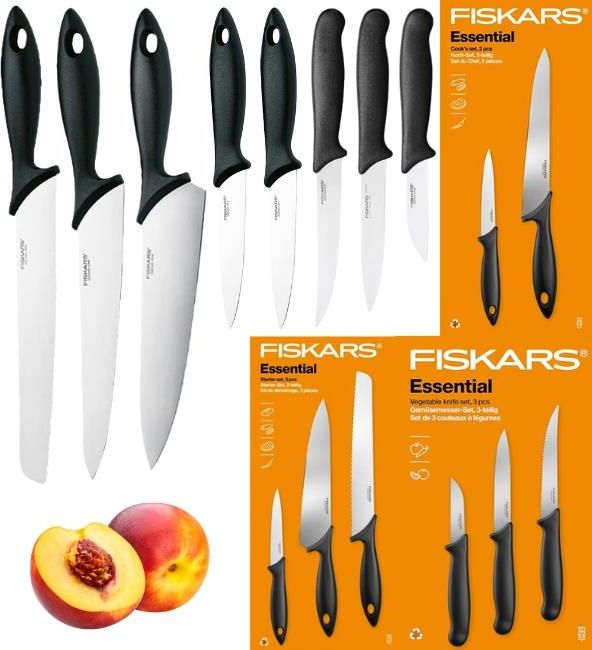 Fiskars Essential Kpl 8 Noży (Kuchenne Szefa Do Warzyw) W Pudełku Stal ...