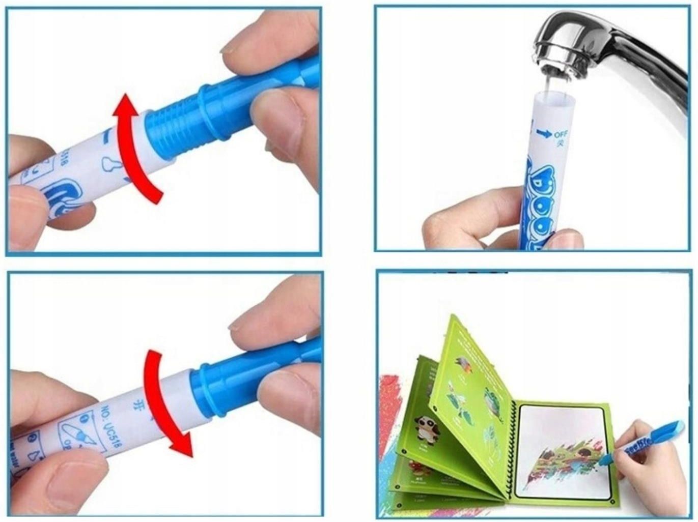 Toys Wodna Kolorowanka Zwierzęta Różne Mix +Wodny Pisak Flamaster ...