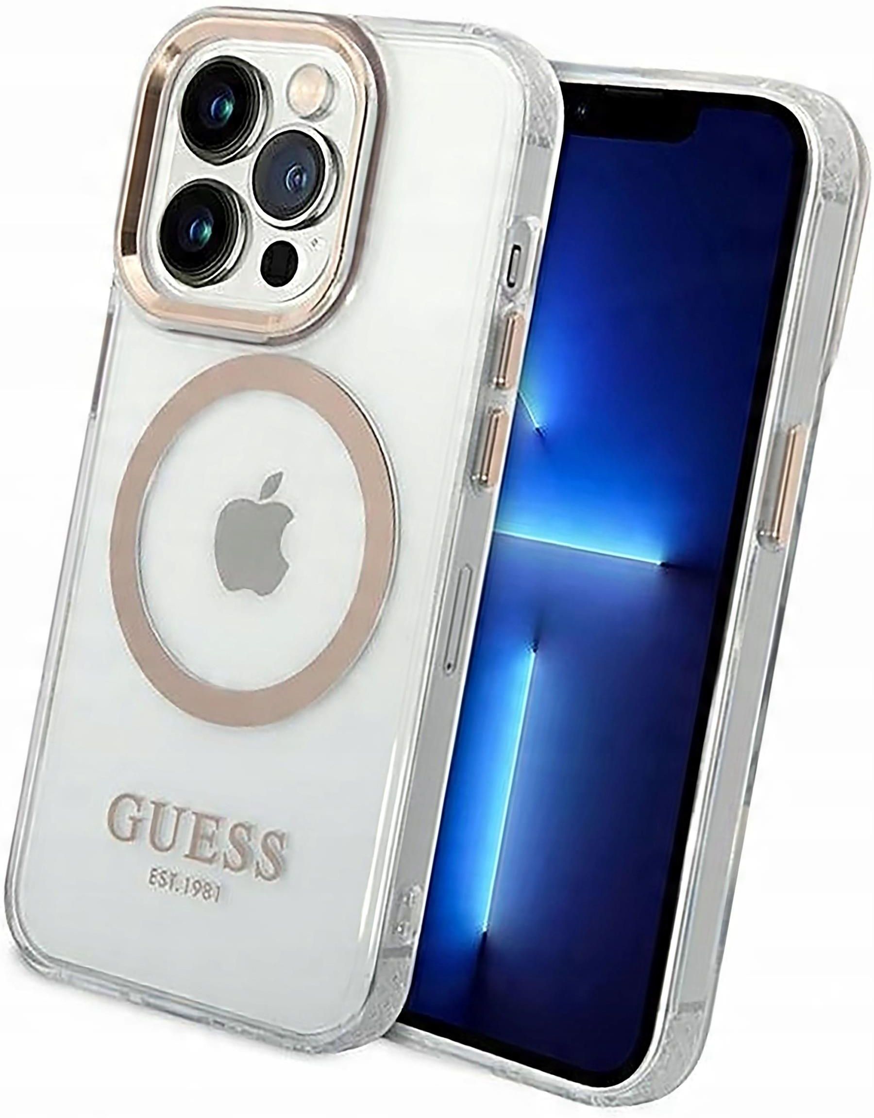 Guess Etui Metal Outline Magsafe Do Iphone 14 Pro Złote - Etui na ...