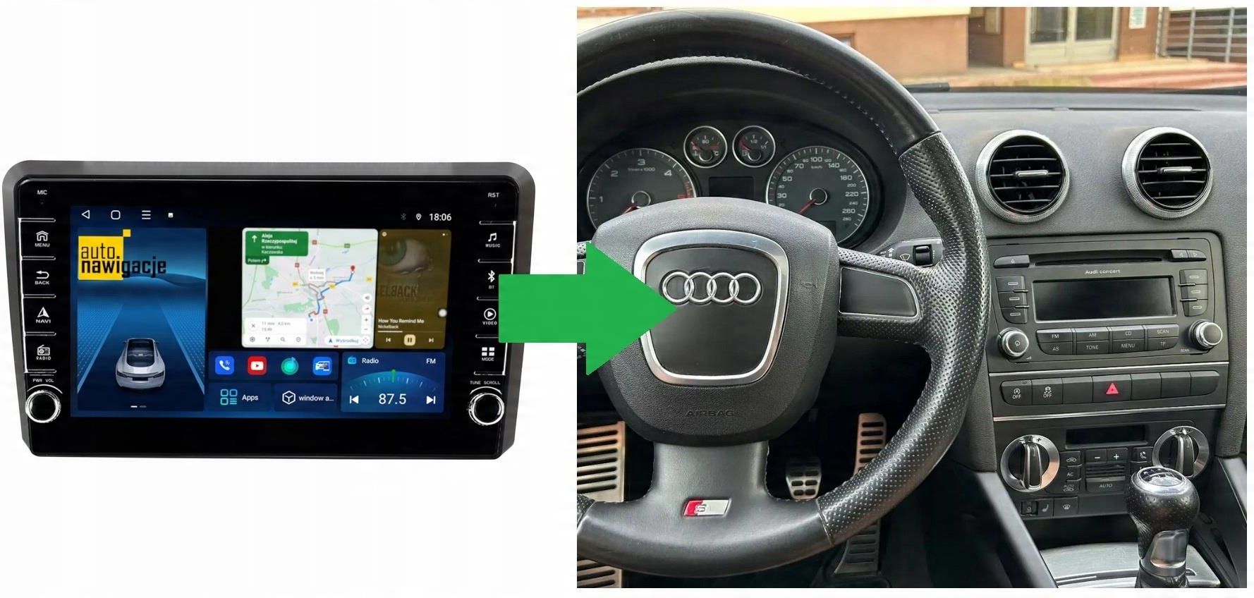 Radioodtwarzacz samochodowy Smart-Auto Radio Nawigacja Gps Audi A3 8P 2003-2012 Android - Opinie ...