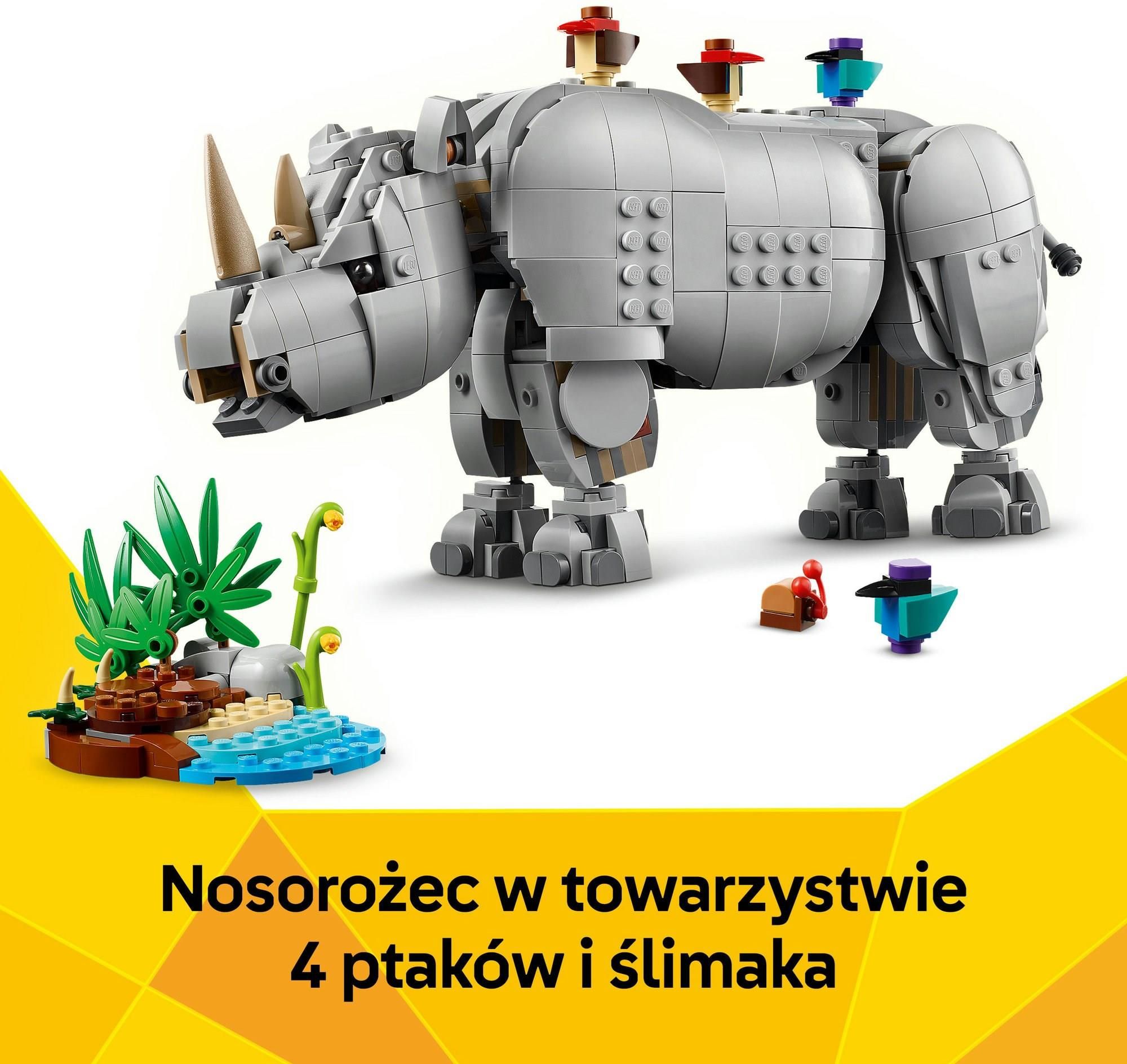 LEGO Creator 3w1 31171 Dzikie zwierzęta: dumny nosorożec z ptakami ...