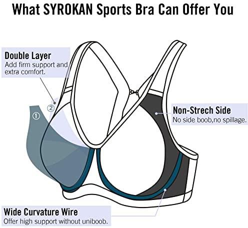 SYROKAN Biustonosze Sportowe Coolmax High Impact Dla Kobiet Fiszbiny Do ...
