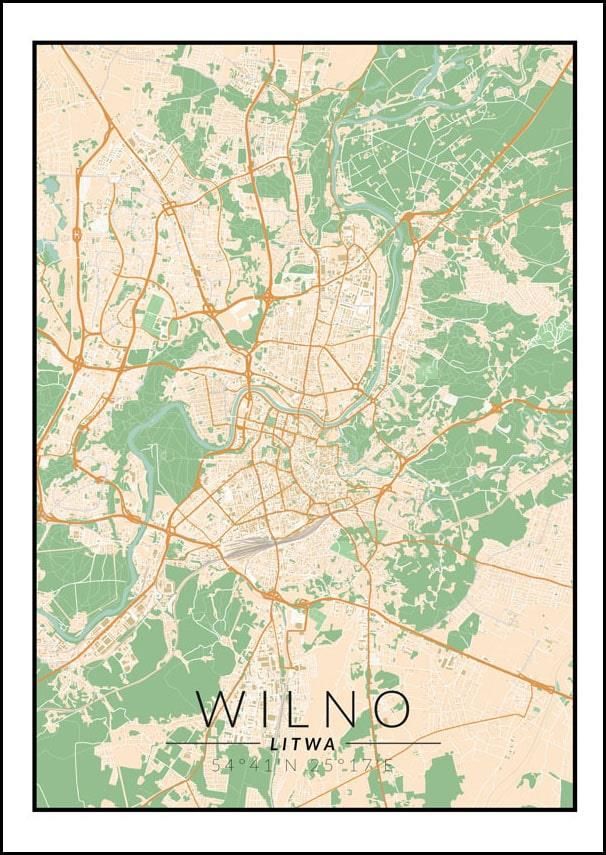 Galeria Plakatu Wilno Mapa Kolorowa Plakat 20X30Cm (GM256020X30 ...