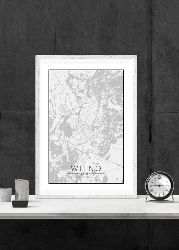 Galeria Plakatu Wilno Mapa Czarno Biała Plakat 30X40Cm (GM256130X40 ...