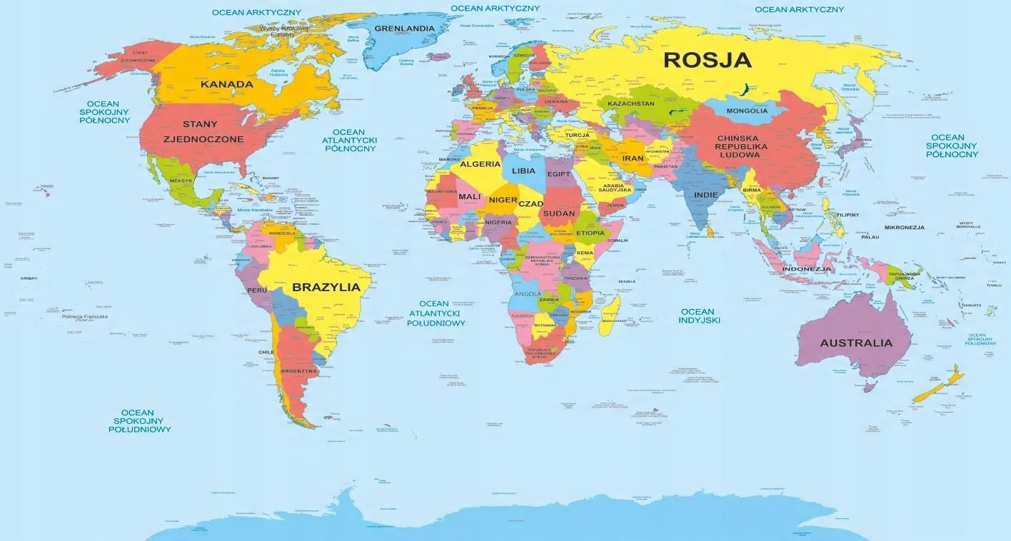 Antypoślizgowa Mata Na Biurko Mapa Polityczna Świata Po Polsku - Ceny i ...