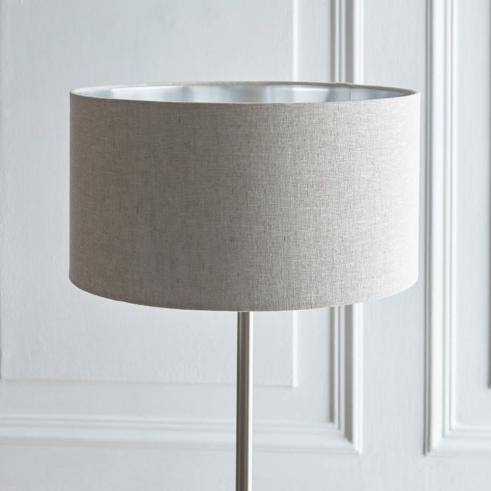 Lampa Endon Abażurowa Lampa Stojąca Highclere Tkaninowa Brązowa Chrom ...