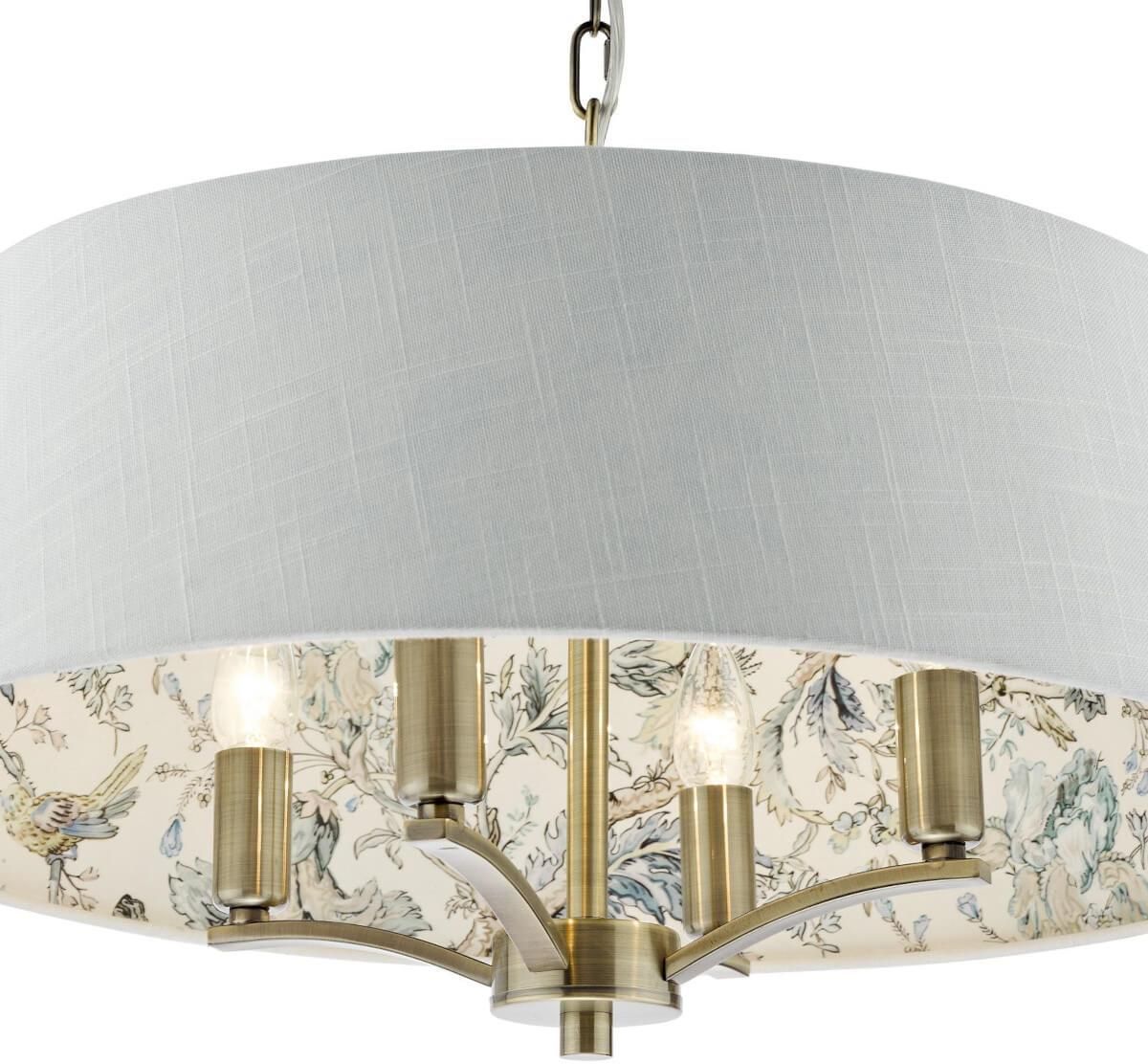 Dar Lighting Zwisająca Lampa Delft Del0415-Eh Materiałowa Biały Mosiądz ...