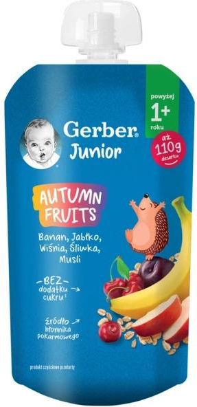 Gerber Junior Autumn Fruits mus w tubce po 1 roku Banan Jabłko Wiśnia ...