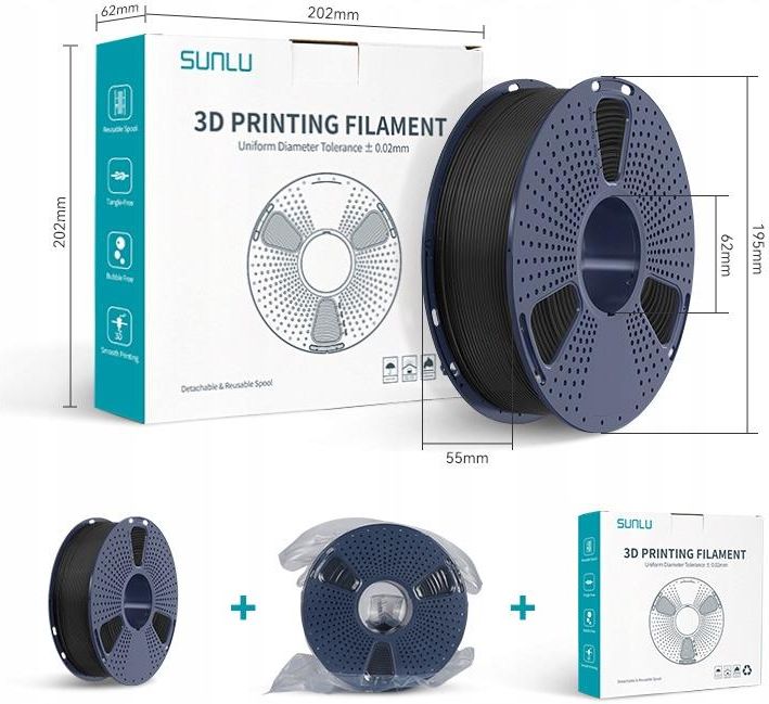 Filament Sunlu Pla+ 1.75Mm 1Kg Transparent Transparentny (SUNLUPLA ...