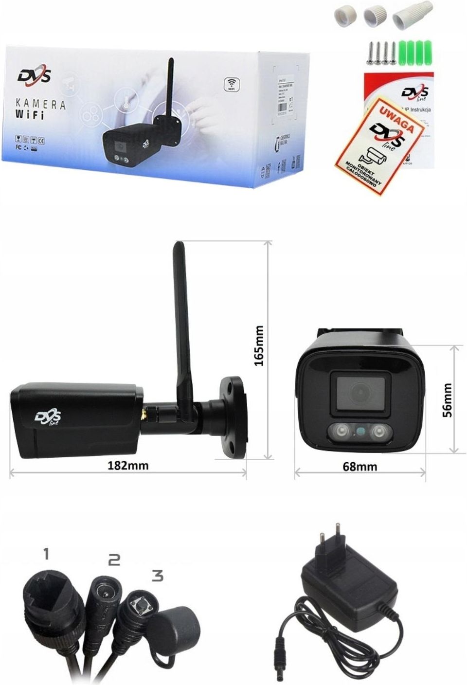 Zestaw do monitoringu Dvs Zestaw Kamer Wifi 8X Czarna Tuba 5Mpx Dysk ...