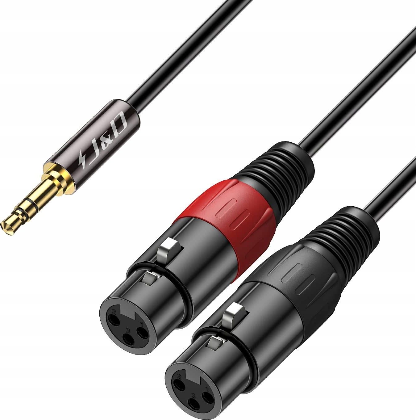 Kabel stereo J&d 2x Xlr do 3,5 mm Trs złącze żeńskie rozdzielacz ...