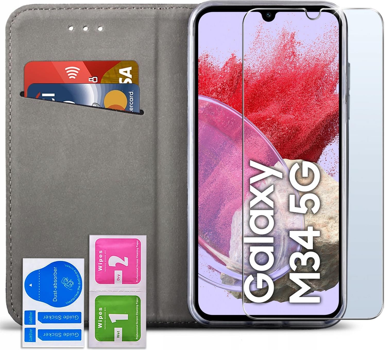 Krainagsm Etui Skórzane Do Samsung Galaxy M34 5G Magnetyczne Book Case ...