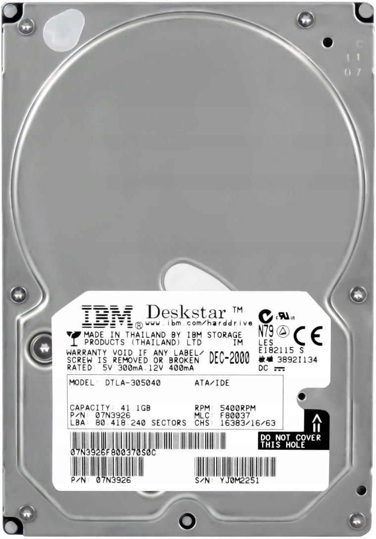 Dysk twardy Ibm 07N3926 41.1Gb 5.4K Ata 3.5'' Dtla-305040 (DTLA305040 ...