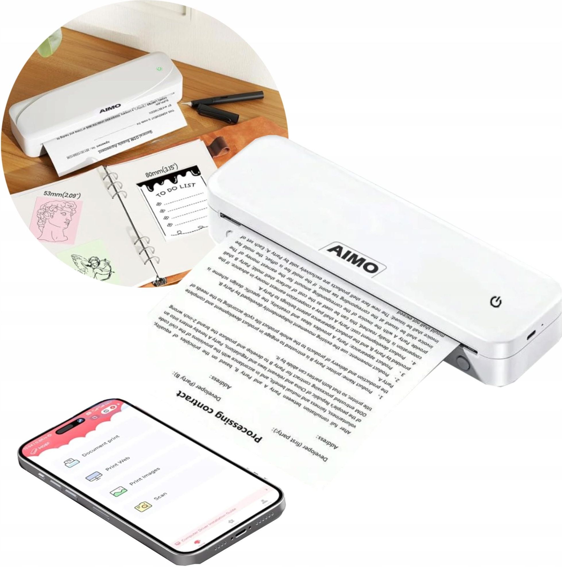 Drukarka etykiet Phomemo Przenośna Drukarka Termiczna A4 Bez Tuszu Bluetooth Aimo M831 Usb ...