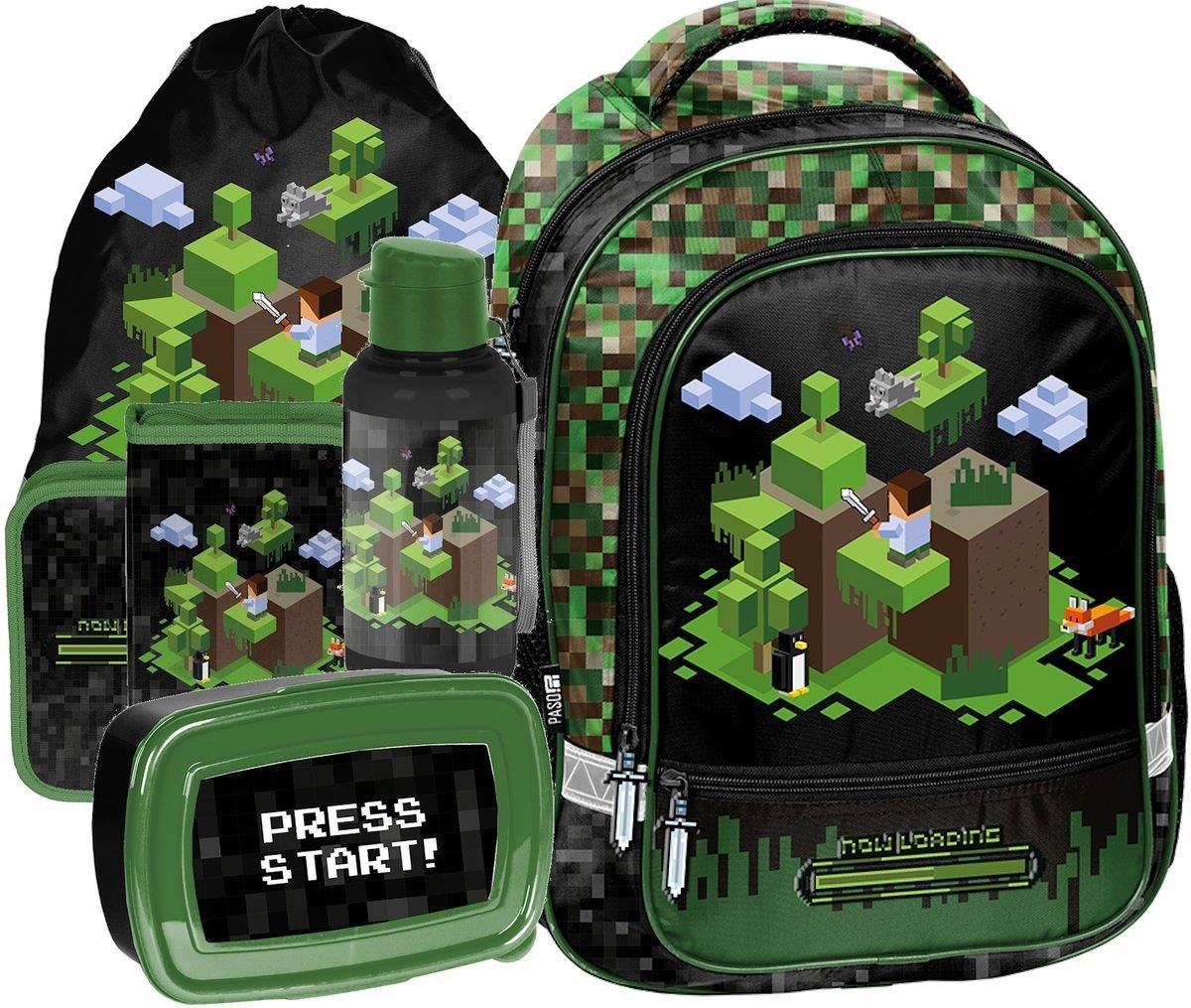 Paso Zestaw Szkolny Plecak Tornister Minecraft Press Start Klasa 1-3 ...