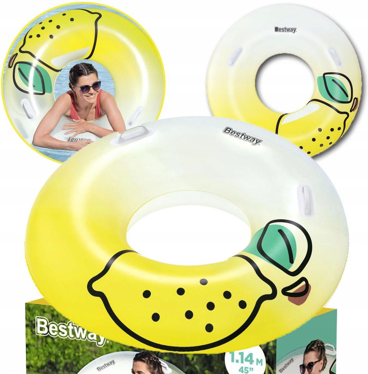 Ml Koło Dmuchane Do Pływania Do Wody Basenu Baseniku Plaża Ponton 114cm ...