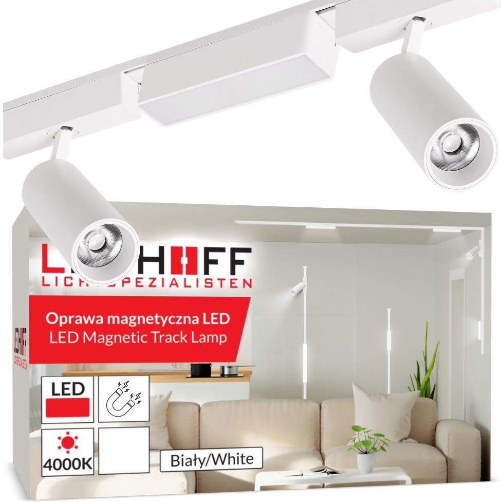 Ledhoff Oświetlenie Szynowe Magnetyczne Zestaw Listwa 1M + 3X Reflektor ...